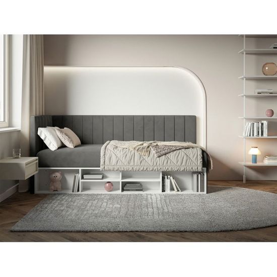 Lit ado avec rangement - VENTRIO - gris foncé - côté gauche - Cdiscount ...