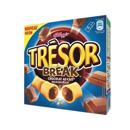 KELLOGG'S Trésor Lot de 5 Barres de céréale - Chocolat au lait - 26g ...