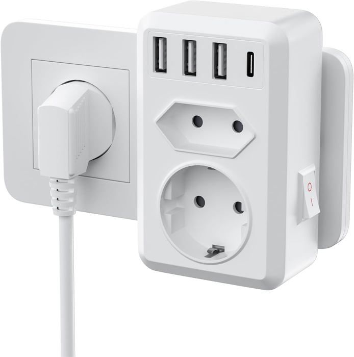 Double Fiche pour Prise,Adaptateur de Prise avec Interrupteur ...