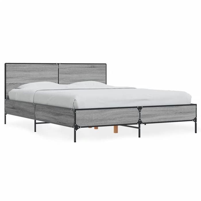 Lit Double Contemporain | Cadre de lit |sans matelas| sonoma gris ...
