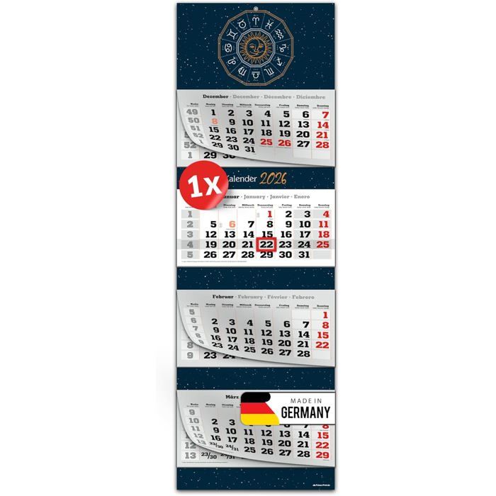 Calendrier mural XXL 2026 – Calendrier mural 4 mois – Avec curseur de ...