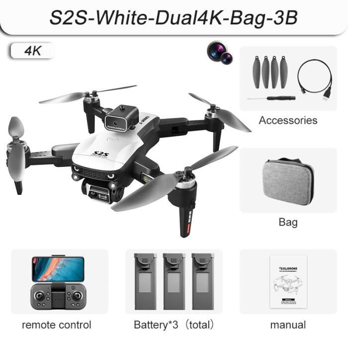 Blanc-Dual4K-Bag-3B-Mini importateur professionnel S2S, caméra HD ...