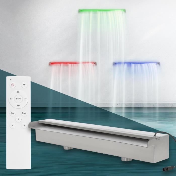 Cascade pour piscine 60 cm en acier inoxydable avec éclairage LED RGB ...