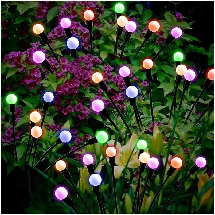 Lampe Solaire Effet Luciole, 4 Packs De 6 8 10 Led Luminaire Exterieur Solaire, Éclairage ...