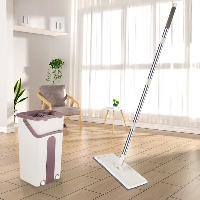 LUXSTORE Balai plat, Smart Mop avec un seau de nettoyage, serpillière ...