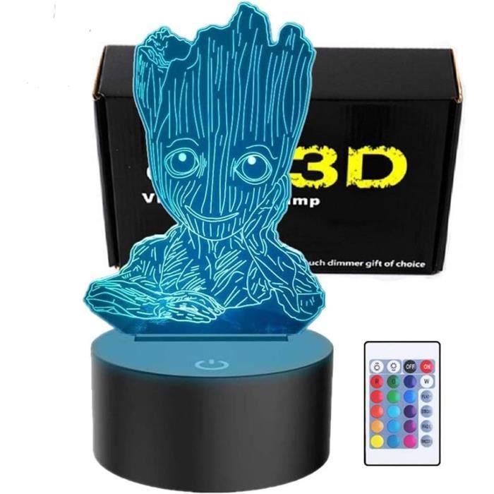 Belle Lampe De Table Led Groot Baby 3D - Télécommande Tactile - Illusion De Lumière - 7 Couleurs ...