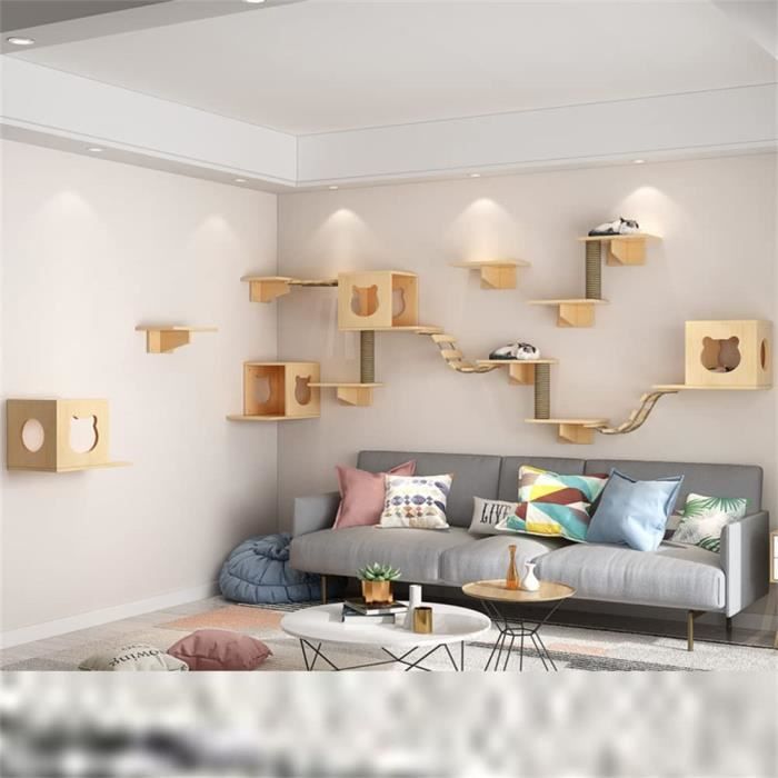 Cadre d'escalade Mural en Bois Massif pour Chat, poteaux à Chat avec ...