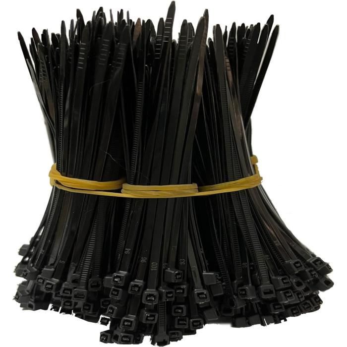 Lot de 1000 serre-câbles noirs en plastique de qualité supérieure - 100 ...