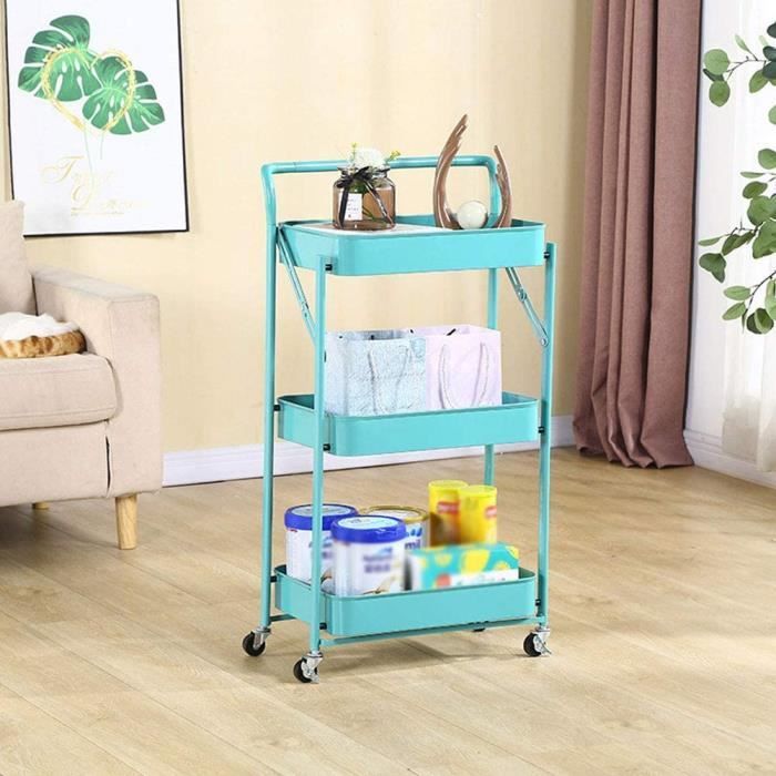 Chariot à 3 Niveaux, Desserte, Étagère de Rangement Mobile, Chariot de ...