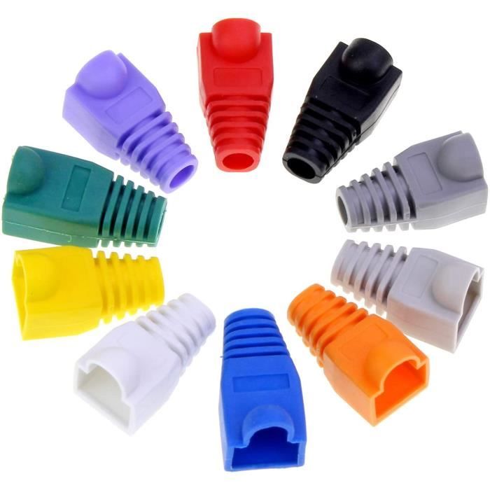 Lot de 100 embouts RJ45 en plastique souple pour connecteurs Ethernet ...