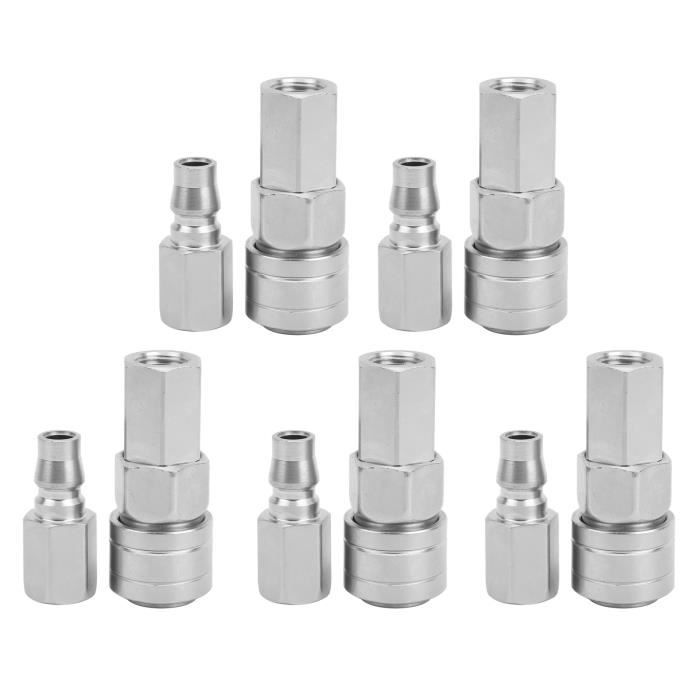 Cikonielf Connecteur rapide d'air 1 ensemble de raccords rapides pneumatiques en acier au ...
