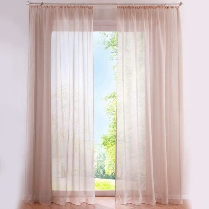 Lot De 2 Rideaux Transparents \ Élégants Rideaux En Voile De Couleur ...