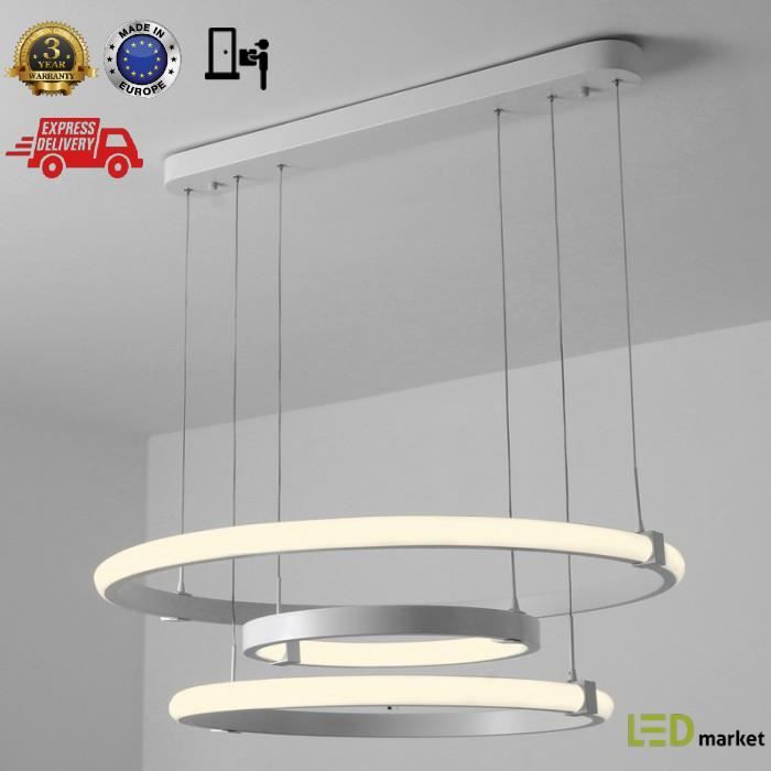 LED Market, 3 Anneaux Cercle Lustre Led 125W Pendentif Moderne ...