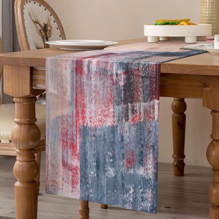 Chemins De Table Moderne Beige Gris Rouge Chemin De Table En Lin Chemin ...