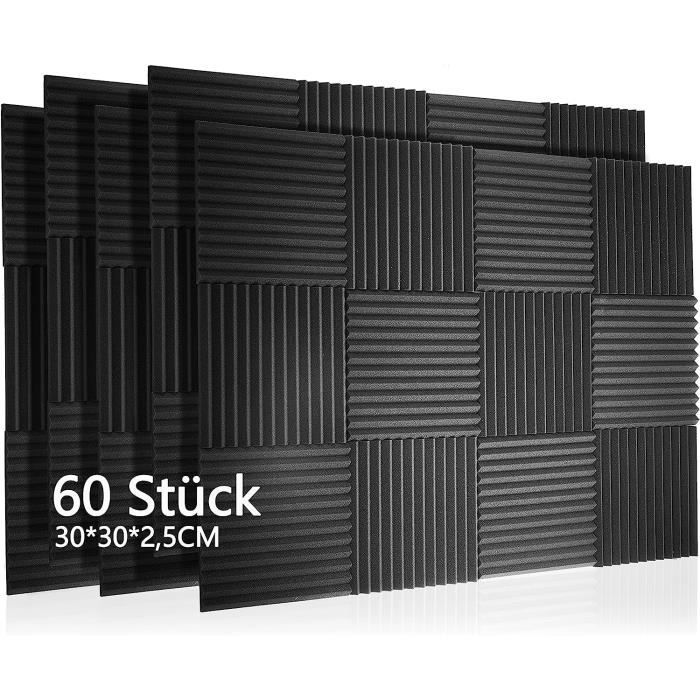 Devilly Lot de 60 dalles de mousse acoustique pour mur, studio ...