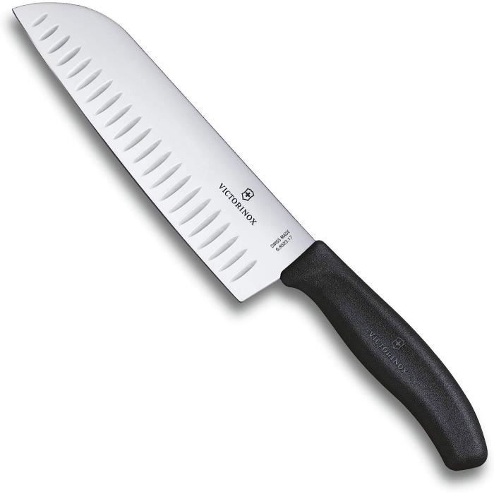 Swiss Classic Couteau de Cuisine-Santoku, Lame Alvéolée, Acier ...