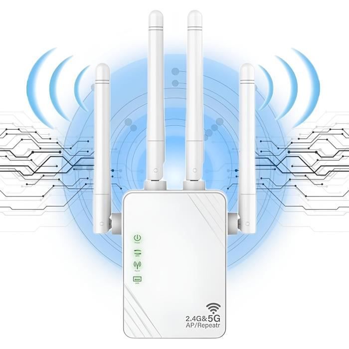 Répéteur Wifi, 1200Mbps Amplificateur Wifi Double Bande 5Ghz-2.4Ghz ...