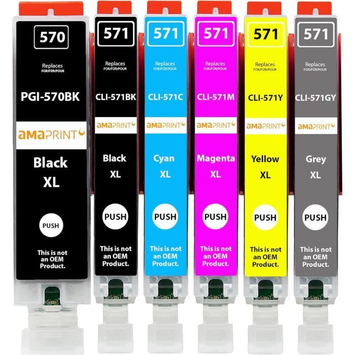 6 Xl Cartouches Compatible Avec Canon Pgi 570 Cli 571 Pour Pixma Mg7700 ...