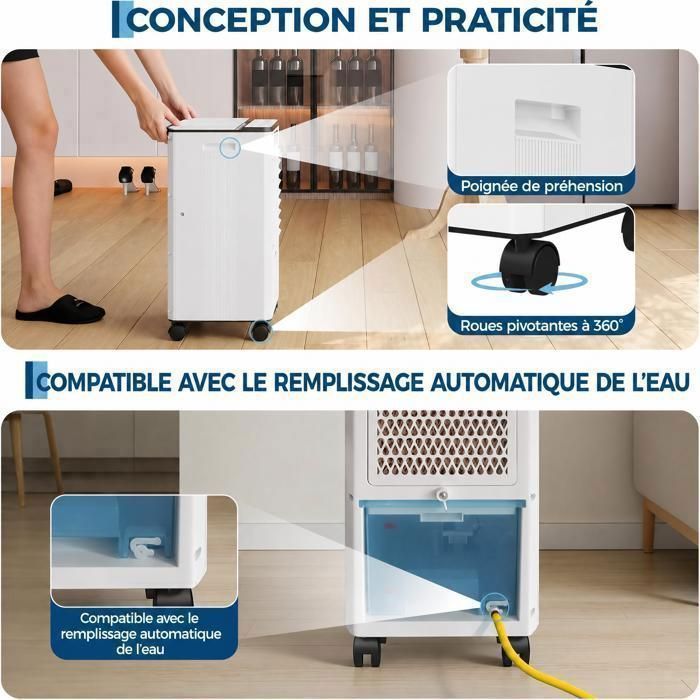 Climatiseur Mobile 3-en-1, Ventilateur, Climatisation & humidificateur ...
