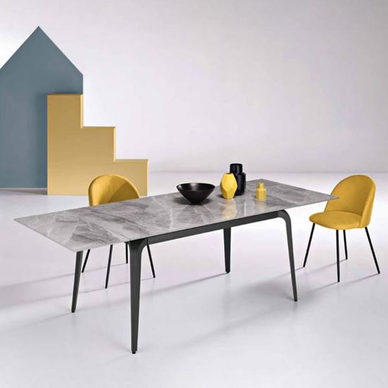 Table FELIX effet marbre gris pierre extensible jusqu'à 240 cm ...