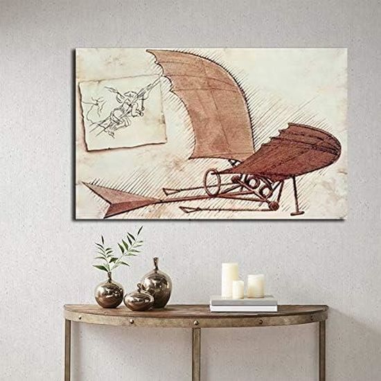 Toile Peinture Leonardo Da Vinci Machine Volante Poster Peinture Murale ...