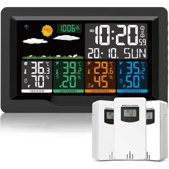 Qxmcov Station Météo sans Fil avec 3 Capteurs - Cdiscount TV Son Photo