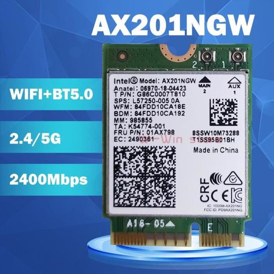 Carte réseau Wifi 6 2.4Gbps, adaptateur sans fil pour Intel AX201 ...