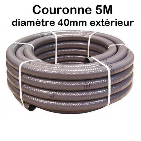 Couronne Rouleau 5M Tuyau PVC Gris Pression Souple à coller Ø 40mm diamètre / Bassins et ...