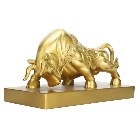 Qiilu Sculpture de taureau de Wall Street Figurine animale en laiton pour cadeaux maison/bureau ...