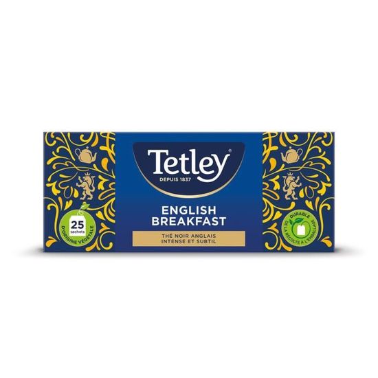 LOT DE 5 - TETLEY - Thé noir English Breakfast - boite de 25 sachets ...