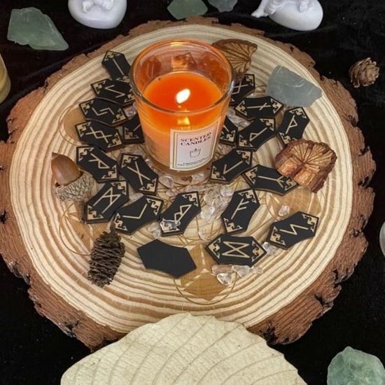 ZERONE Set Cartes Tarot Runes Nordiques en Bois Méditation Divination ...