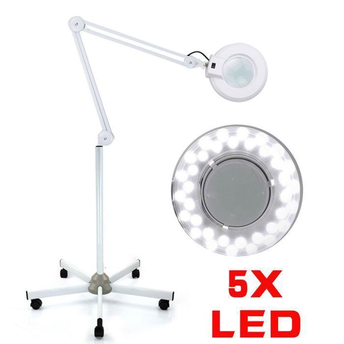 Lampes Loupes LED 5X Loupes sur Pied - Lampadaire 24W avec roues - 5 ...