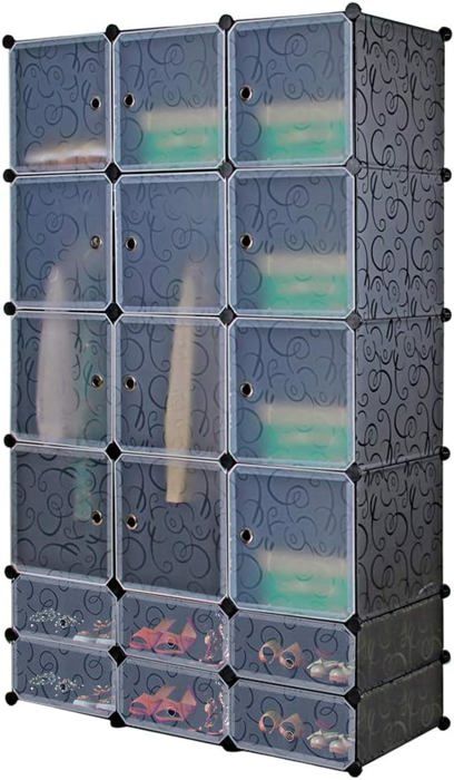 Armoire Penderie 18 Cube Portable Étagère De Rangement Garde-Robe De Rangement Pour Vêtements ...