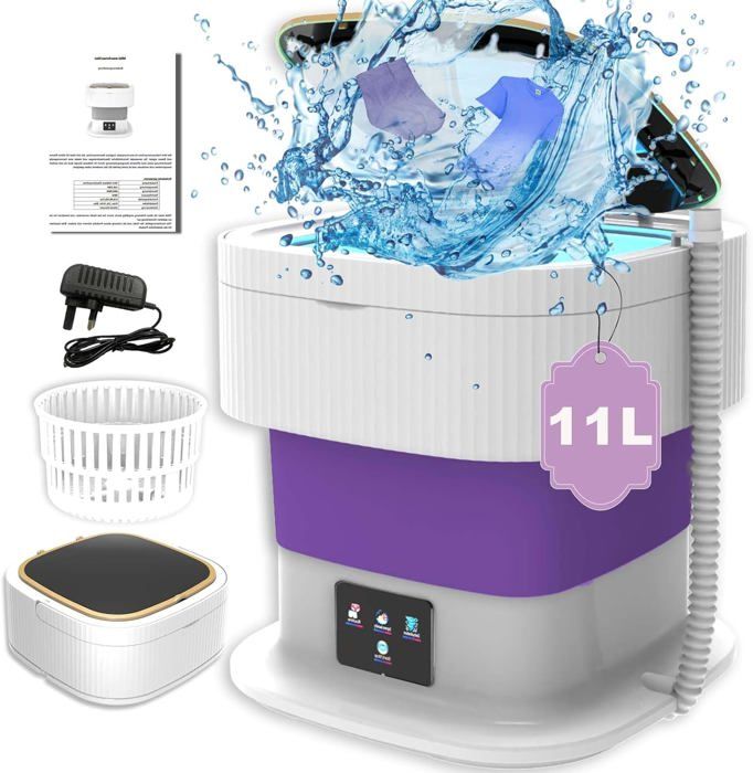 Mini Machine À Laver Pliable 11 L 1,8 Kg 2 En 1 Pour Camping,Petite ...