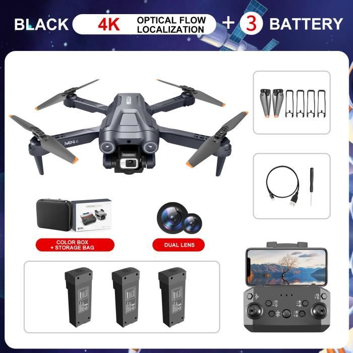 4K Noir 3B - Drone Professionnel 4K GPS 5km, Quadricoptère HD avec ...