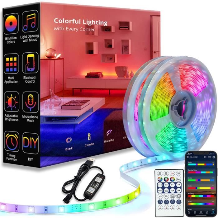 BANDE LED Lights for TV, 2 roll 50ft RGB Dream Color LED Strip Lights ...