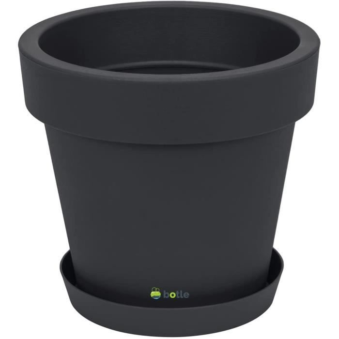 Pot de fleur rond cache pot 50 x 45,5 cm en plastique anthracite pot de ...