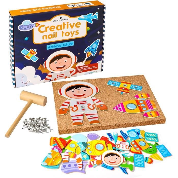 Jeu De Clous Bois, Jeu De Tap Tap Avec Planche De Liège, 52 Formes ...