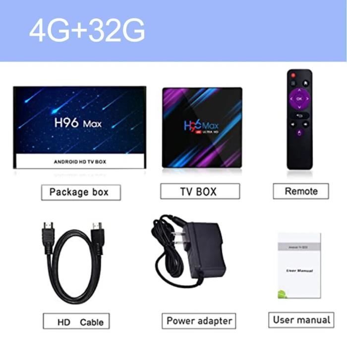 Boîtier Smart TV H96 Max,Android 11,4K,HD,4 Go RAM,32 Go,WiFi 2.4 GHz ...