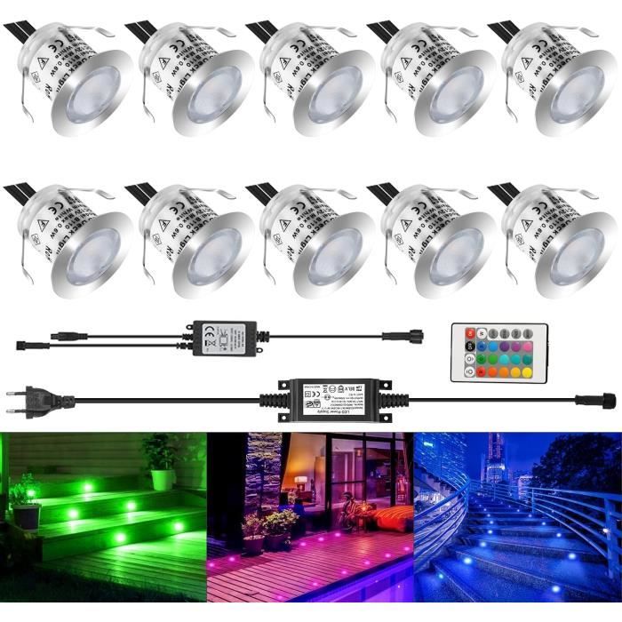 10 Set RGB Spot Led Encastrable Exterieur Etanche IP67, Mini Spot Led ...