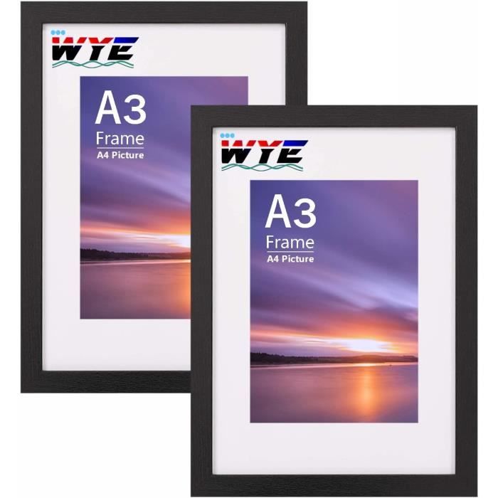 Lot De 2 Cadres Photo A3 En Bois Noir - 29,7 X 42 Cm - En Acrylique ...