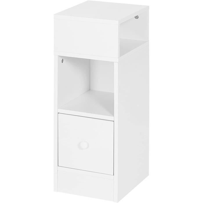 Table de Chevet Étroite, Table de Nuit avec 2 Compartiments Ouverts et ...