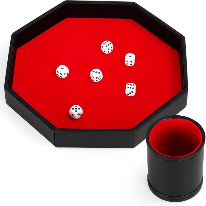 Belle Vous Piste de Dés Octogone en Simili Cuir Noir et Velours Rouge ...