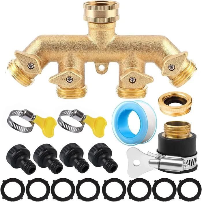 4 Voies Robinet Laiton Distributeur De Jardin, Splitter De Tuyaux D ...