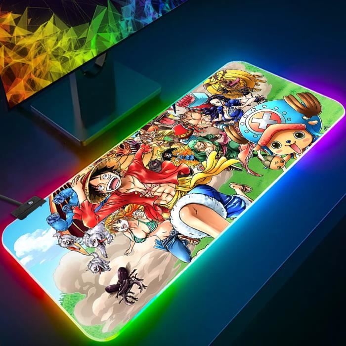 Animé une pièce Luffy Zoro RGB Pc Gamer clavier tapis de souris tapis ...