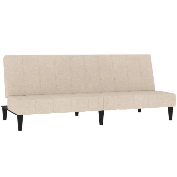 CYA Canapé-lit à 2 places avec tabouret Crème Tissu microfibre A3121287 ...