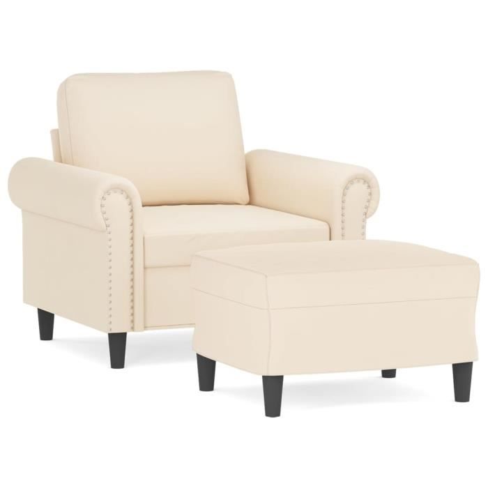 BOH Fauteuil avec repose-pied Crème 60 m Velours AB3153631 En Stock ...