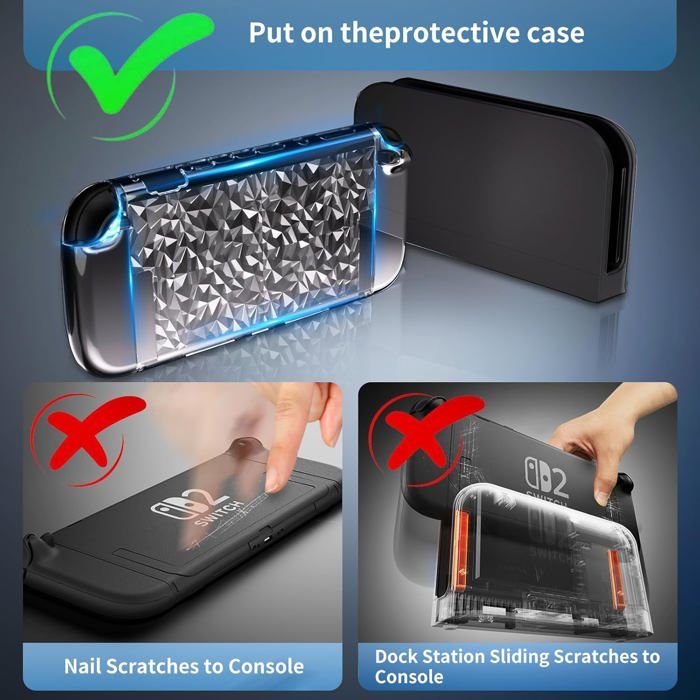 Coque pour Nintendo Switch 2 Dockable Coque de Protection Transparente ...