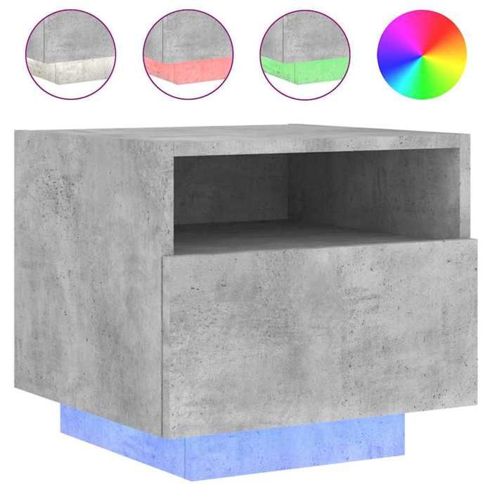 "SALE 2026" Table de nuit Gris - Table de chevet avec lumières LED gris ...