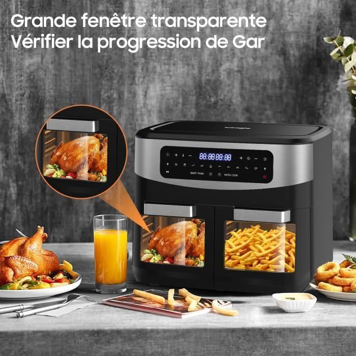 Friteuse à Air Dual Zone 12L - Iceagle - 2200W Air Fryer - Séparateur Amovible - XXL Friteuse ...